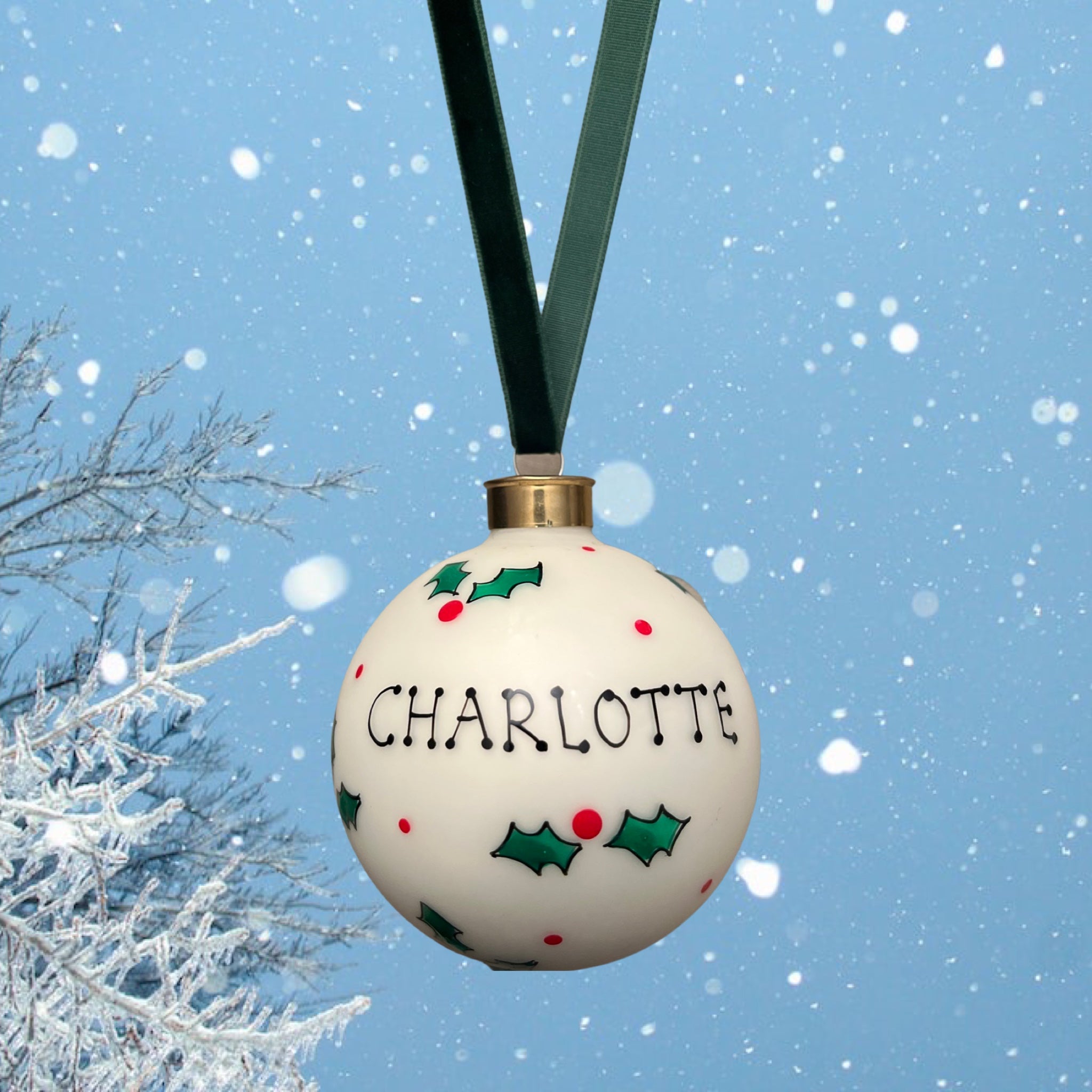 Glass bauble - Holly – HOWE NEW FOREST